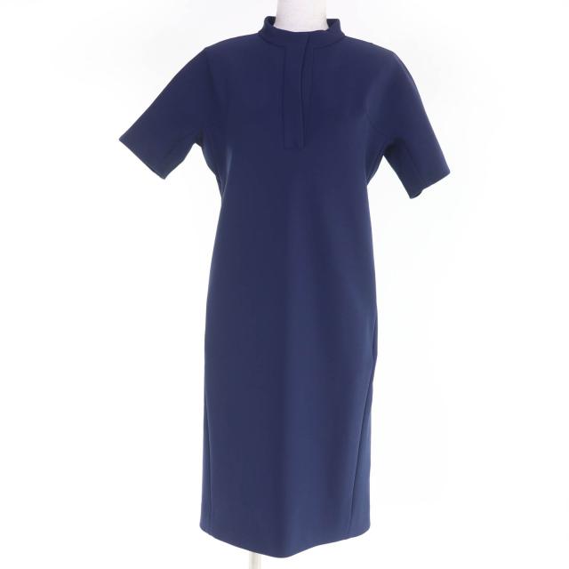 極美品☆Maison Margiela 4 メゾンマルジェラ4 S31CT0718 スタンドカラー 半袖 ワンピース ネイビー 38 イタリア製 正規品 レディース