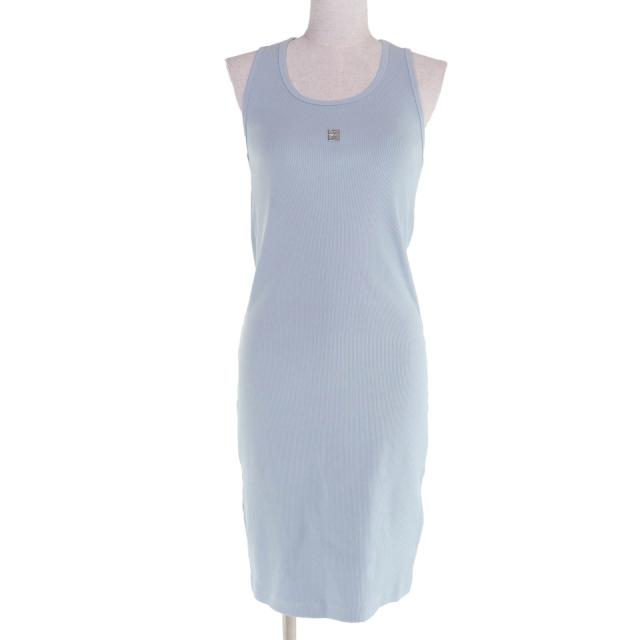 極美品☆GIVENCHY ジバンシィ BW21PS3YHY コットン 4G プラーク ノースリーブ ワンピース ブルー XS 正規品 レディース