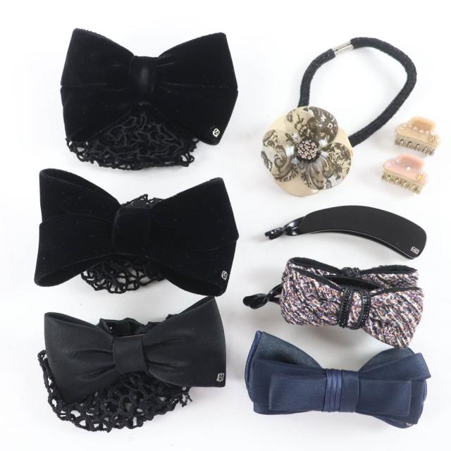 【ドンドン見直し】美品☆ALEXANDRE DE PARIS アレクサンドル ドゥ パリ バレッタ・ヘアゴム 8点セット ヘアアクセサリー 袋付 仏製