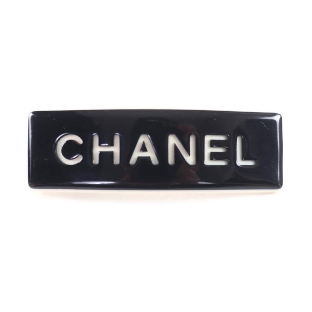 美品★CHANEL シャネル ヴィンテージ 99P  ロゴデザイン バレッタ ヘアアクセサリー ブラック アイボリー フランス製 レディース