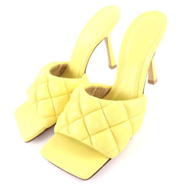 未使用品◇BOTTEGAVENETA ボッテガヴェネタ 592015 キルティング パデット レザー サンダル ミュール 36.5 箱・保存袋付き イタリア製