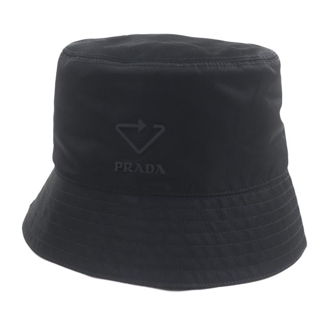 極美品▼PRADA プラダ 20SS 2HC137 Re-Nylon リナイロン ロゴ付き 帽子 バケットハット ブラック S 正規品 メンズ ユニセックス