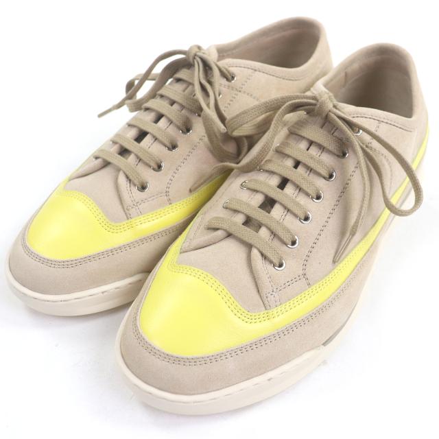 未使用品□John Lobb ジョンロブ COURT スウェードレザー レザー レースアップ ローカットスニーカー ベージュ イエロー 6 イタリア製