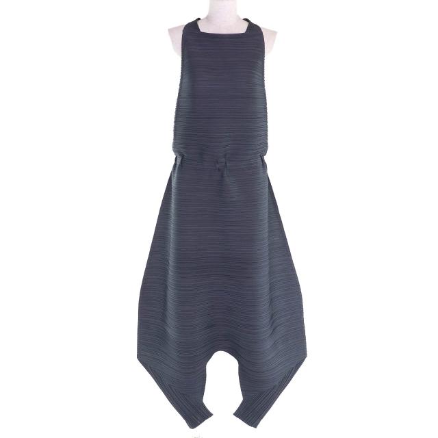 美品△PLEATS PLEASE プリーツプリーズ イッセイミヤケ PP63-FT344 サルエルタイプ オールインワン ツナギ ネイビー 3 日本製 正規品