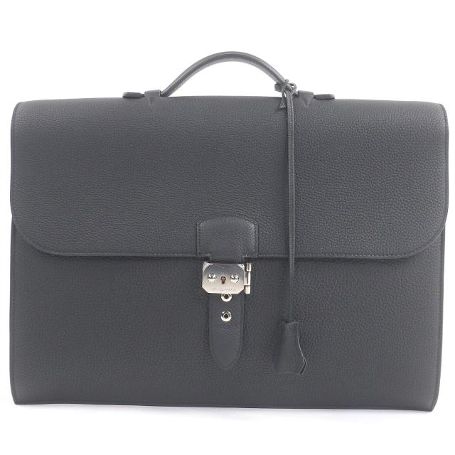 極美品□HERMES エルメス サック・ア・デペッシュ 38 トゴ シルバー金具 ブリーフケース ブラック T刻印 保存袋付き フランス製 メンズ
