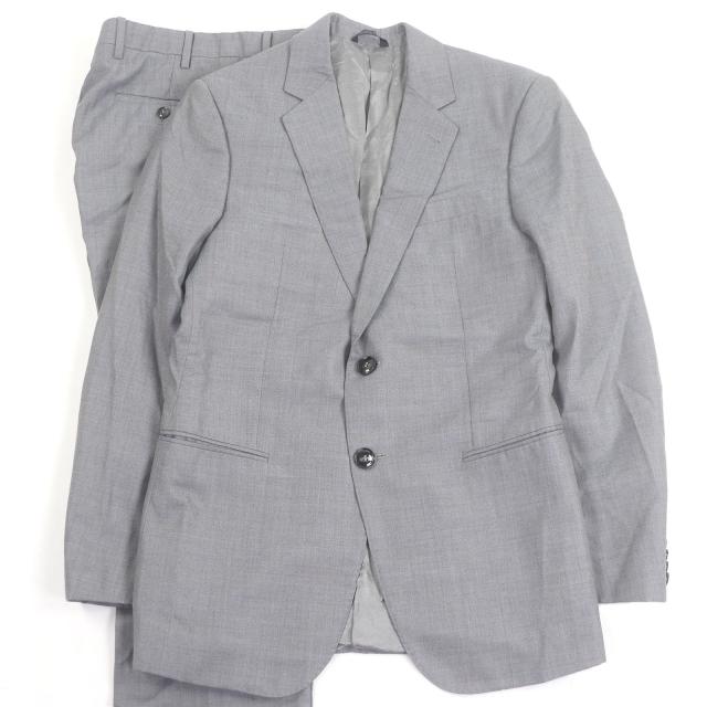 極美品□GIORGIO ARMANI ジョルジオアルマーニ ウール シルク混 黒タグ WALL STREET シングルスーツ ライトグレー 46 イタリア製 正規品