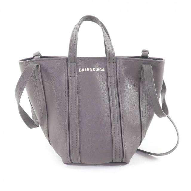 美品★BALENCIAGA バレンシアガ 672791 エブリデイ ノースサウス スモール レザー 2WAY ショルダー／ トートバッグ グレー イタリア製