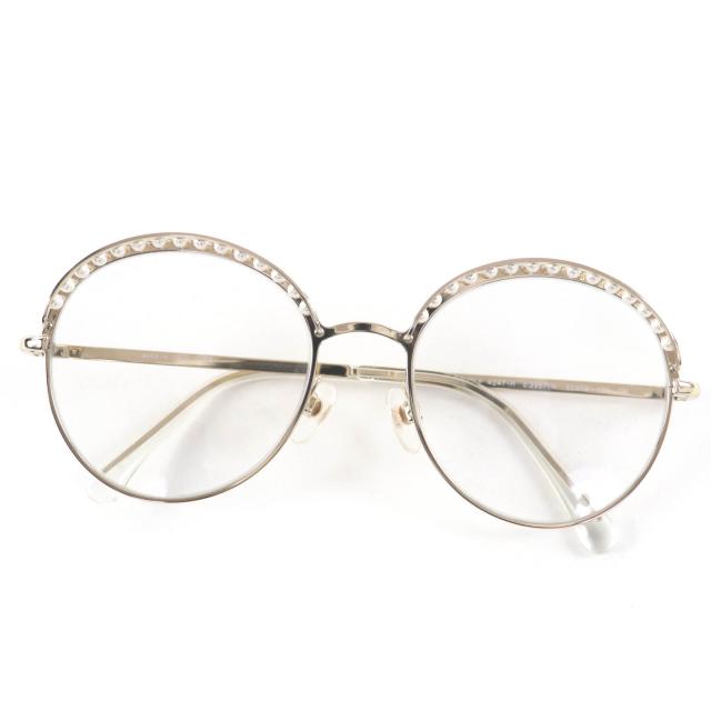 極美品☆CHANEL シャネル 4247 ココマーク フェイクパール サングラス 伊達メガネ 眼鏡 アイウェア ゴールド 52□19 135 レディース