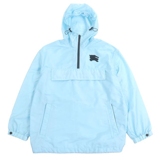 未使用品□BURBERRY バーバリー 8071464 ホースロゴラバーワッペン プルオーバー アノラックパーカー ライトブルー 38 正規品 メンズ