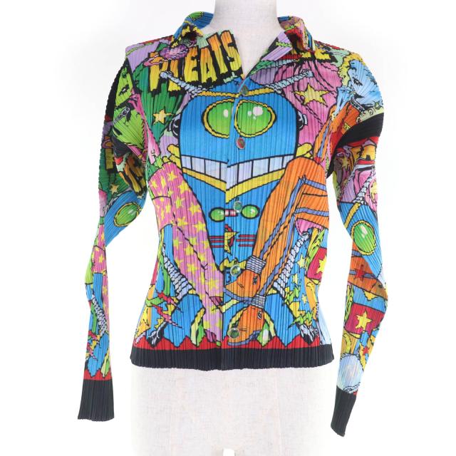 極美品☆PLEATS PLEASE プリーツプリーズ イッセイミヤケ ヴィンテージ 1999年製 PP91-JK042 アメコミ 長袖 カットソー 4 正規品