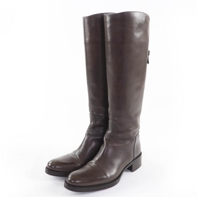 美品☆SARTORE サルトル SR2000 PARMA  ダブルバックベルト レザー ロングブーツ ダークブラウン 36 箱・保存袋付き イタリア製 レディース