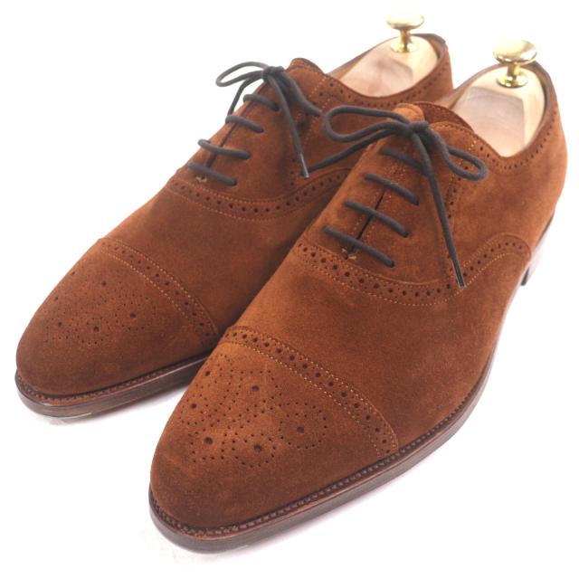未使用▼John Lobb ジョンロブ SAUNTON ソーントン スウェード 7000ラスト ストレートチップ メダリオン レースアップ レザーシューズ　8