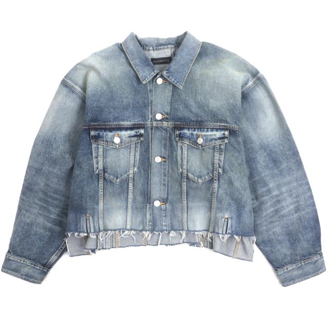 極美品▼BALENCIAGA バレンシアガ 704527 Deconstructed Panelled Denim Jacket オーバジャケット デニムジャケット 1 正規品 メンズ
