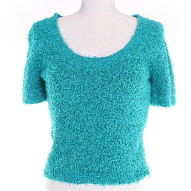 極美品☆GUCCI グッチ 618060 コットン インターロッキングG クロップド丈 半袖ニット グリーン系 M イタリア製 正規品 レディース