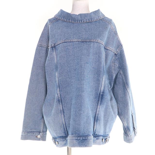 美品☆BALENCIAGA バレンシアガ 21SS 646893 コットン プルオーバー ヴァルーズ デニムジャケット インディゴ 34 正規品 レディース