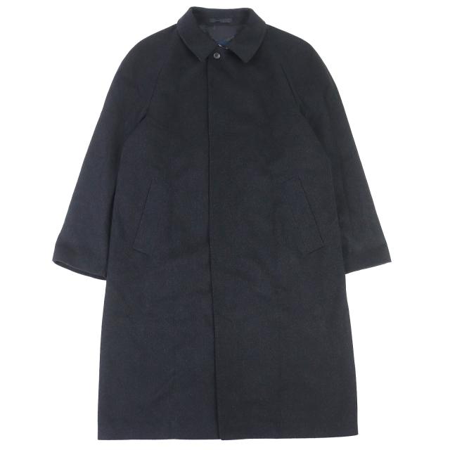極美品△BURBERRY LONDON バーバリーロンドン 裏地チェック ロゴボタン ピュアカシミヤ100％ ロング ステンカラーコート ダークグレー 54