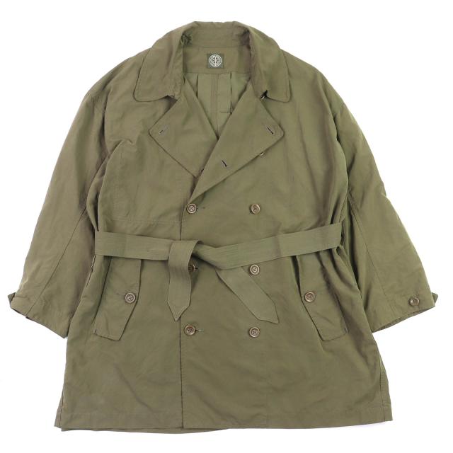 美品△PORTER CLASSIC ポータークラシック ベルト付き  ショートレングス ダブル トレンチコート カーキ 3 日本製 正規品 メンズ