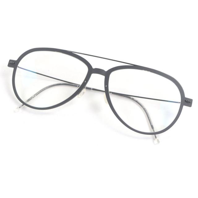 未使用品□LINDBERG リンドバーグ n.o.w.シリーズ ツーブリッジ メガネ 眼鏡 アイウェア ブラック クリア 55□16 デモレンズ メンズ