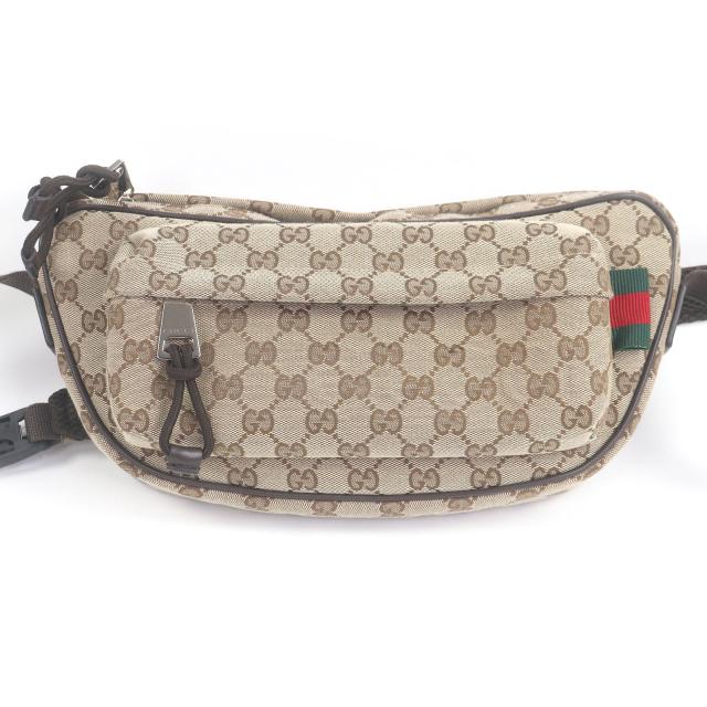未使用品□GUCCI グッチ 802096 GGキャンバス ラージ スリングバッグ 一部レザー ウェブライン ボディバッグ ベージュ 定価275000円