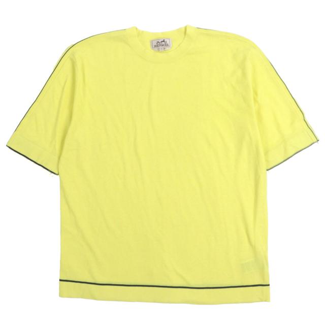 美品▼HERMES エルメス 23SS 31-5730 コットン100% レイヤードデザイン クルーネック ショートスリーブ ニット 半袖Ｔシャツ L 正規品
