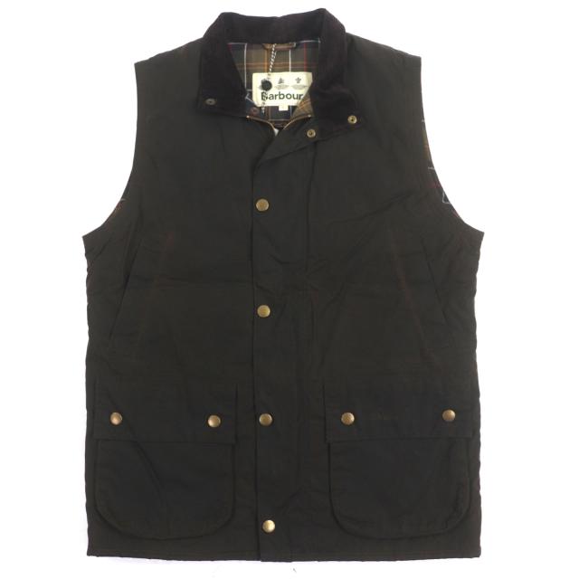 未使用品▼Barbour バブアー 4194582 westmorland wax jacket オイルド加工 コーデュロイ使い ロゴ刺繍 中綿入 ZIP ジレ ベスト L 正規品