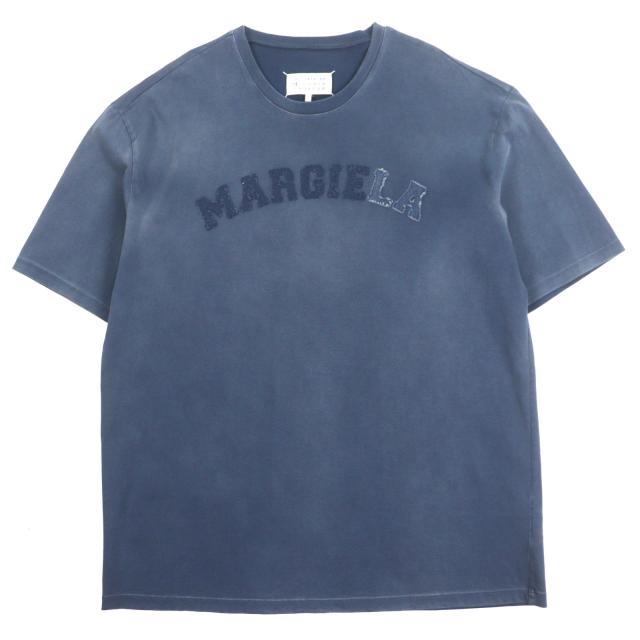 美品▼Maison Margiela10 メゾンマルジェラ10 23SS S50GC0685 コットンオーバーダイ フロッキーロゴ クルーネック 半袖Ｔシャツ S 正規品