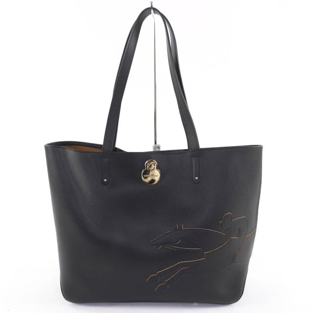 極美品☆Longchamp ロンシャン ショップイット レザー 大型 ハンドバッグ トートバッグ ブラック ゴールド金具 保存袋付き レディース