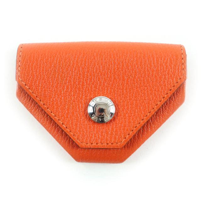 美品★HERMES エルメス ルヴァンキャトル 24 オレンジ シェーブル シルバー金具 セリエボタン ケース □H刻印 仏製 レディース