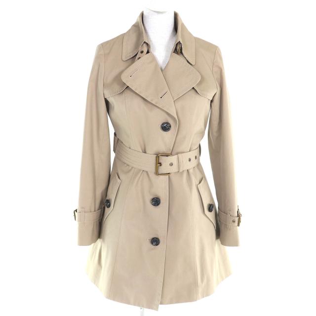 美品△BURBERRY BLUE LABEL バーバリーブルーレーベル 綿100％ 裏地チェック柄 ウールライナー付き トレンチコート ベージュ 40 正規品