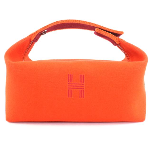 美品◇HERMES エルメス ブリッド ア ブラック PM ウール100％ シルバー金具 セリエボタン付 Hロゴ キャンバス  ポーチ ハンドバッグ 仏製
