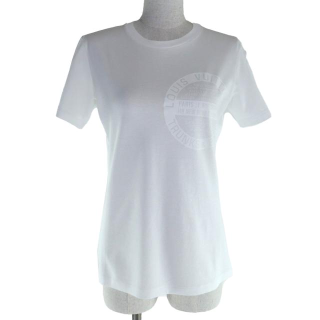 極美品★LOUIS VUITTON ルイヴィトン コットン100％ LVスタンプ クルーネック 半袖Ｔシャツ ホワイト S イタリア製 正規品 レディース