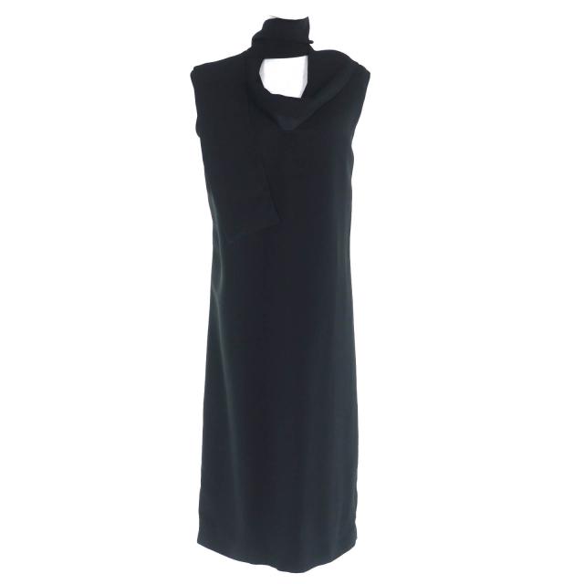 未使用品◇BURBERRY バーバリー 8043955 ティッシ期 サッシュテール Vネック ノースリーブ ワンピース ブラック 38 正規品 レディース