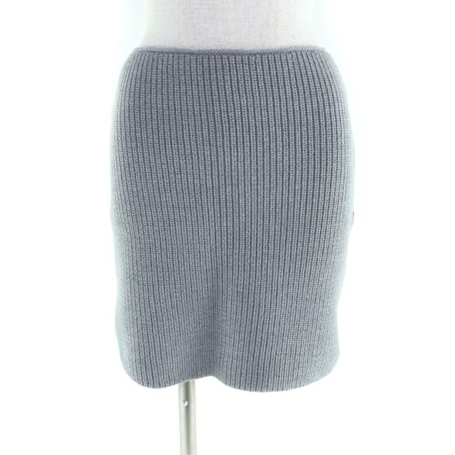 未使用品★LOUIS VUITTON ルイヴィトン 24AW レザーロゴパッチ付 サイドZIP 台形 ニットスカート グレー XS 伊製 正規品 レディース