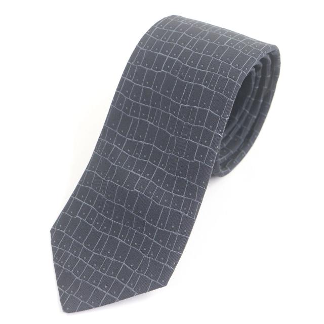 未使用品□HERMES エルメス 339009T SOIE LOURDE 7CM LOOK LIKE シルク100％ 総柄 ネクタイ レギュラータイ ネイビー 箱付き フランス製