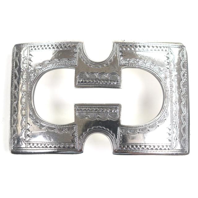 良品▼HERMES エルメス トゥアレグ 925 手彫り彫刻デザイン ヘアライン スクエア ラージサイズ ベルトバックル シルバー メンズ