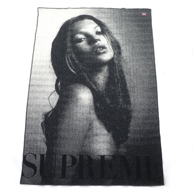 極美品▼Supreme シュプリーム 24AW Faribault Woolen Mill Kate Moss Throw Blanket ウール85% ブランケット ブラック USA製 メンズ