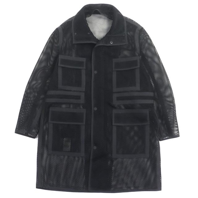 極美品▼FENDI フェンディ FF0267 バックロゴ ダブルジップアップ メッシュコート ブラック 50 イタリア製 正規品 メンズ