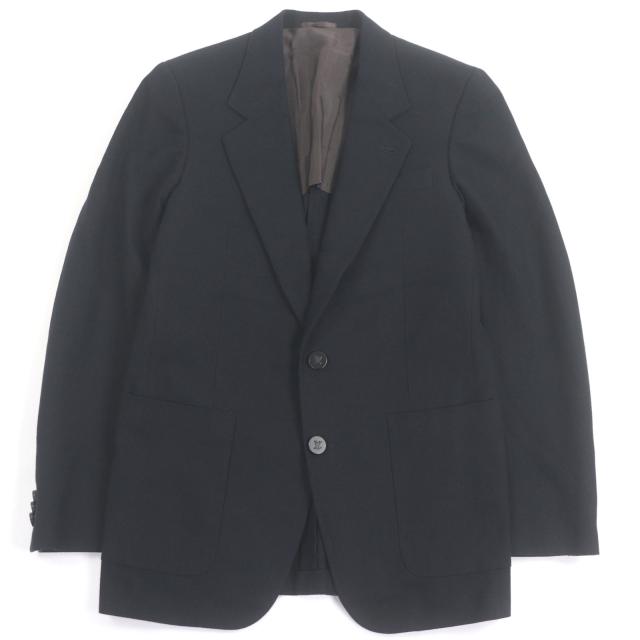 良品□LOUIS VUITTON ルイヴィトン コットン100％ LVロゴボタン シングル ブレザー テーラードジャケット ブラック 48 イタリア製 正規品