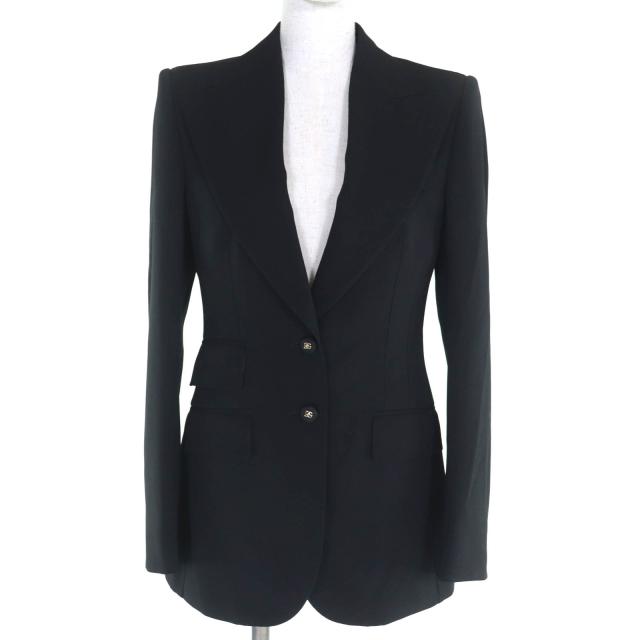 未使用品◇DOLCE&GABBANA ドルチェ＆ガッバーナ F29Z8T ロゴボタン テーラードジャケット ブラック 38 ハンガー・ガーメント付き 正規品