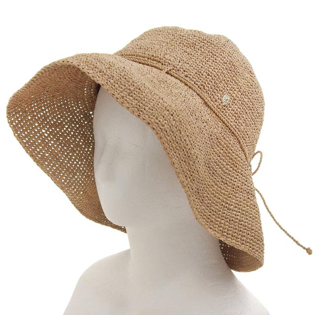 極美品▲HELEN KAMINSKI ヘレンカミンスキー Villa 9 ラフィア100％ ミディアムブリム クローシュハット ストローハット 折りたたみ