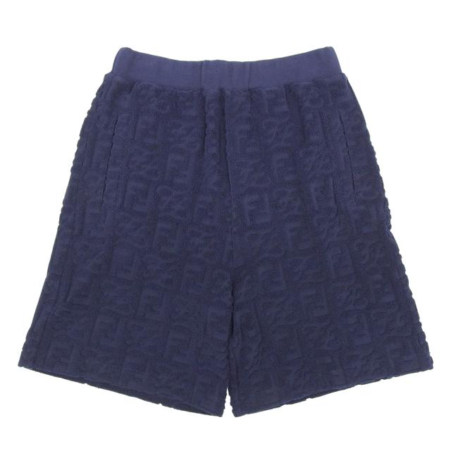 未使用品▲FENDI フェンディ 2022年製 FB0689 FFロゴ総柄 コットン ハーフパンツ ショートパンツ ネイビー 44 イタリア製 正規品 メンズ