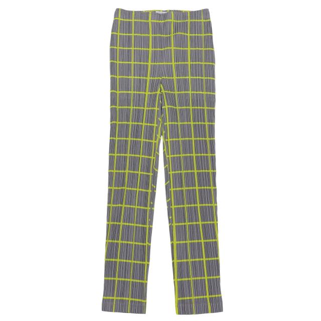 極美品▲PLEATS PLEASE プリーツプリーズ イッセイミヤケ PP61-JF414 格子柄 パンツ グレー イエロー 3 日本製 正規品 レディース