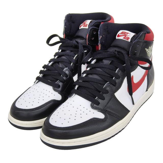 未使用品▲NIKE ナイキ 555088-061 AIR JORDAN 1 RETRO HIGH OG レザー ハイカットスニーカー ホワイト ブラック レッド 28.5cm メンズ