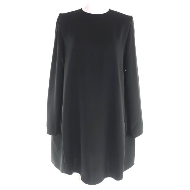 極美品★YOKO CHAN ヨーコチャン 2023年製 YCD-423-912 バックフリル 長袖 チュニック ワンピース ブラック 38 日本製 正規品 レディース