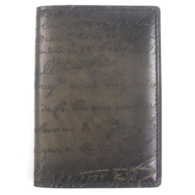 美品□BERLUTI ベルルッティ 24年製 ジャグア フラップ カードホルダー ヴェネチアカーフレザー カリグラフィ Nero grigio イタリア製