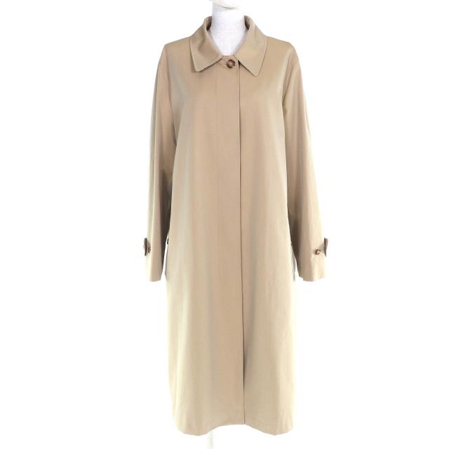 極美品△BURBERRY バーバリー 8083862 コットン100％ 裏地ノバチェック柄 ロング ステンカラーコート ベージュ 42 正規品 レディース