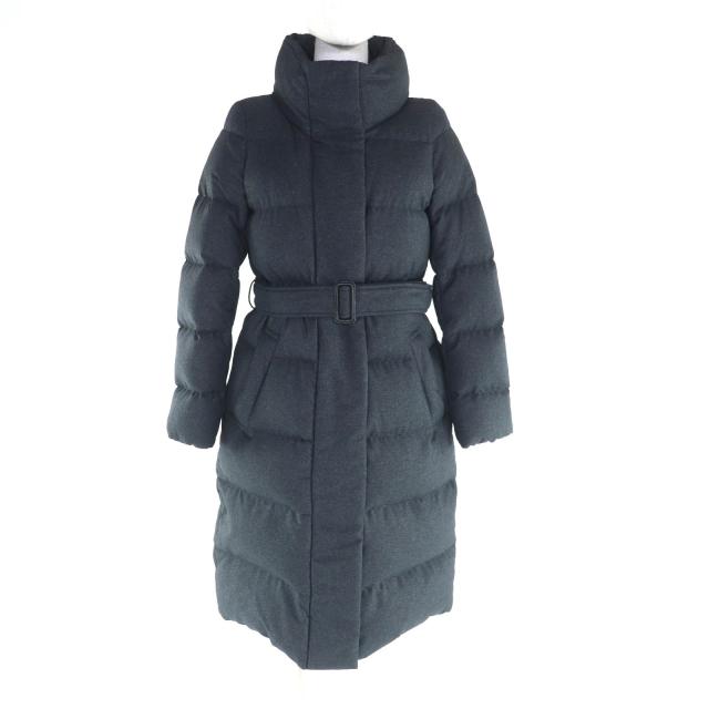 極美品★Mackintosh マッキントッシュ ベルト付 スタンドカラー比翼仕立て ダウンコート アウター ダークグレー 36 正規品 レディース