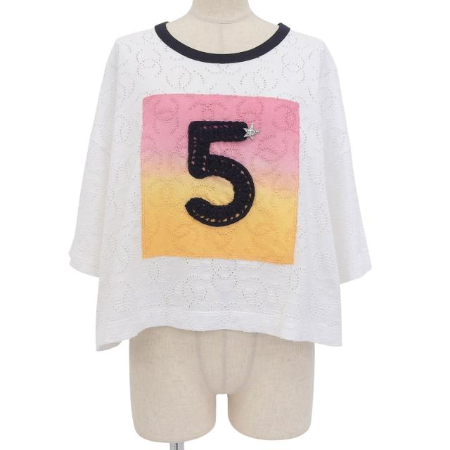 極美品▲CHANEL シャネル P76438 コットン100％ ココマークパーツ付き 希少 大きいサイズ 半袖 トップス 50/52 フランス製 レディース