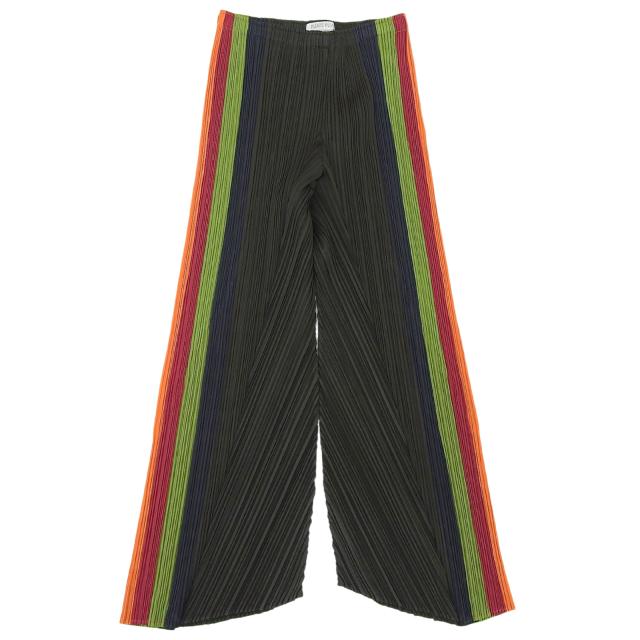 極美品▲PLEATS PLEASE プリーツプリーズ イッセイミヤケ PP23-JF683 サイドライン プリーツ ワイドパンツ 1 日本製 正規品 レディース