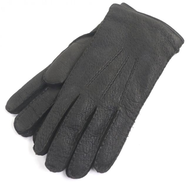 未使用品□Dunhill ダンヒル ペッカリー 裏カシミヤ100％ ロゴパッチ付き 手袋 レザーグローブ ダークブラウン メンズ 正規品 オススメ◎